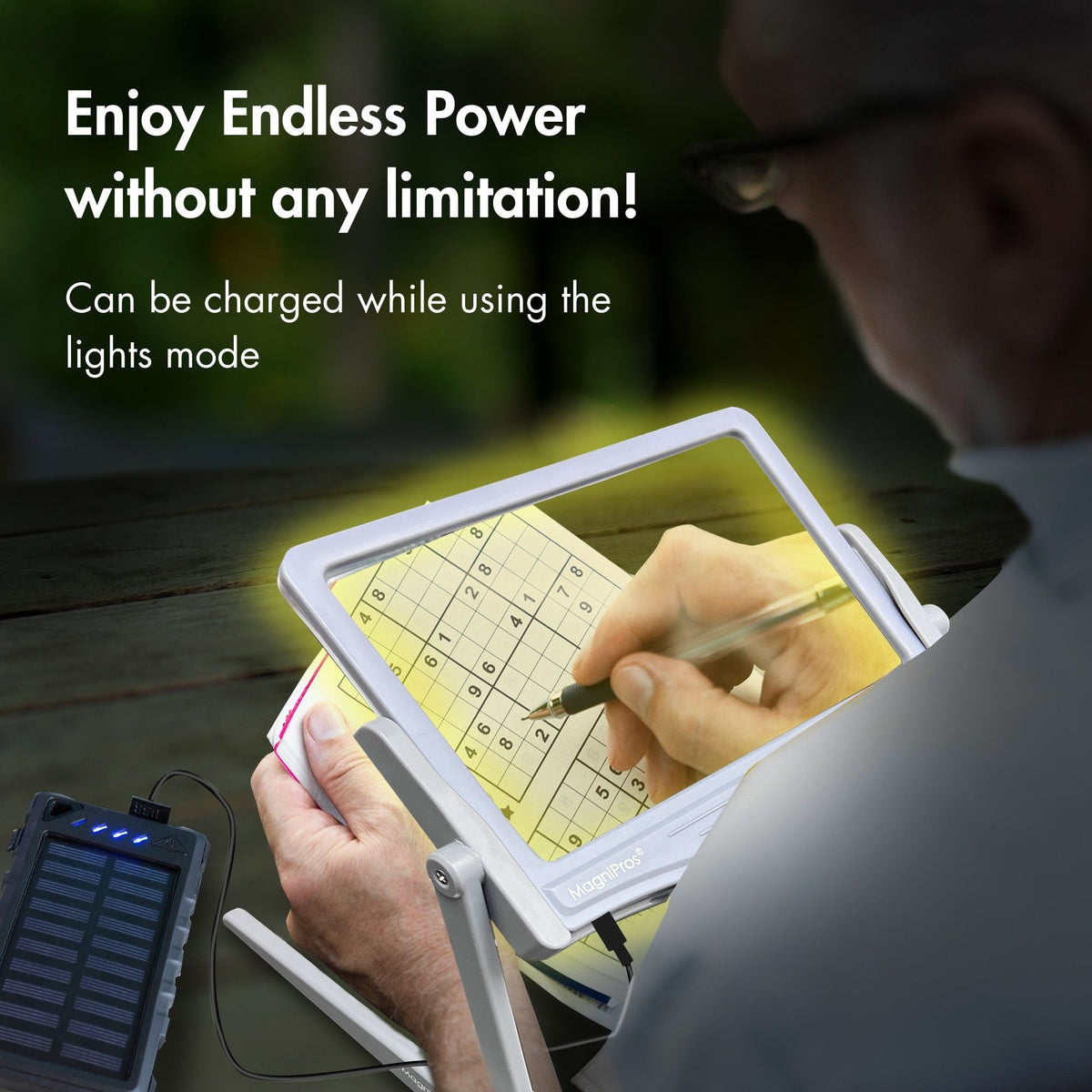 5X Rechargeable LED Page Magnifier with stand