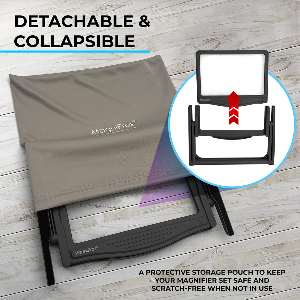 5x LED Page Magnifier with 3 Color Light Modes & Detachable Hands-Free