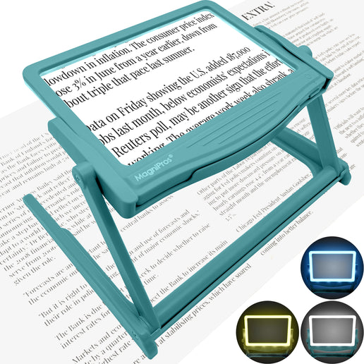 5x LED Page Magnifier with 3 Color Light Modes & Detachable Hands-Free