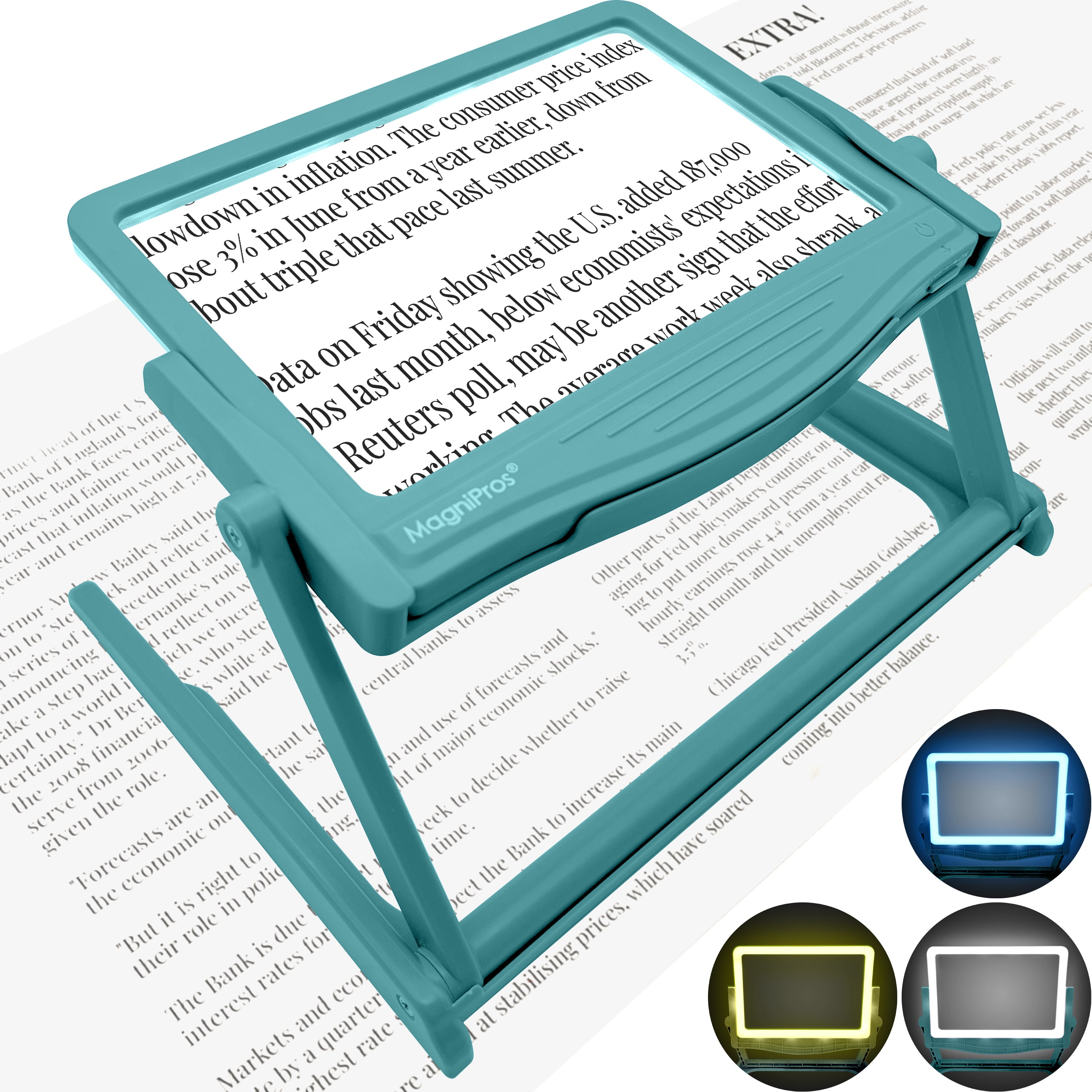 5x LED Page Magnifier with 3 Color Light Modes & Detachable Hands-Free ...