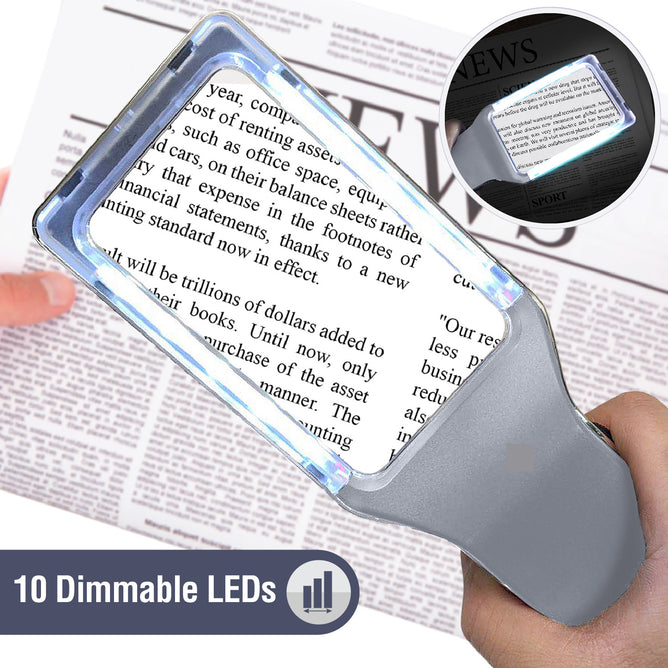 6X Rechargeable LED Magnifying Glass with 3 Color Modes