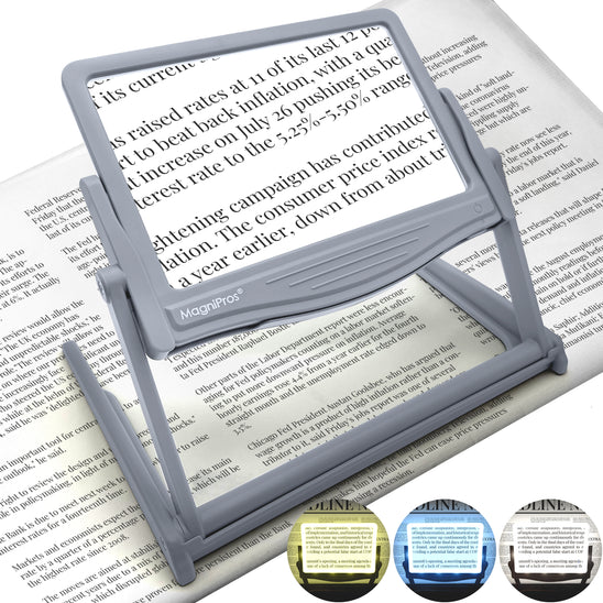 5x LED Page Magnifier with 3 Color Light Modes & Detachable Hands-Free