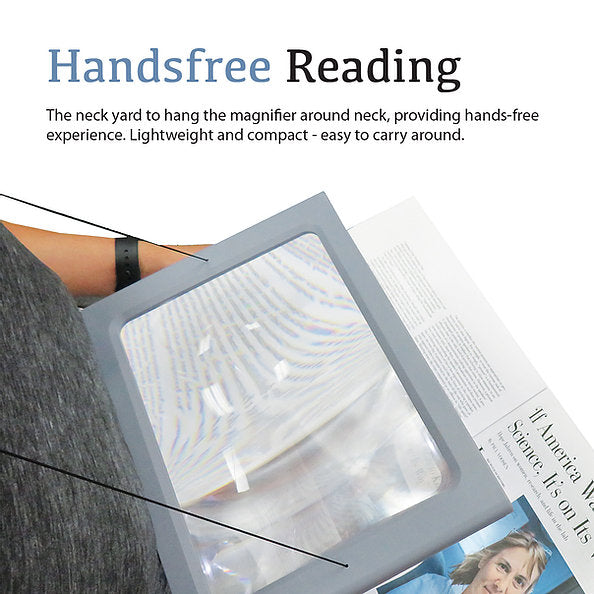 3X Large Full Page Magnifier with 12 LED Lights, Foldable Flip-Out Leg ...