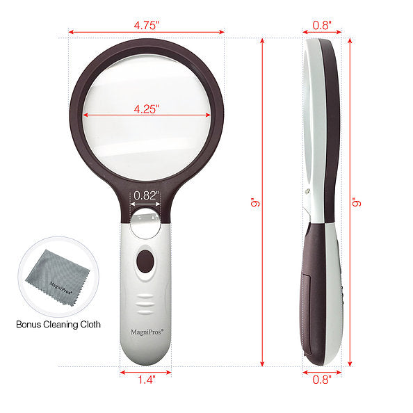 Extra Large 4X Magnifying Glass with 4 Ultra Bright LED Lights & 25X Z ... Extra Large 4X Magnifying Glass with 4 Ultra Bright LED Lights & 25X Z ...