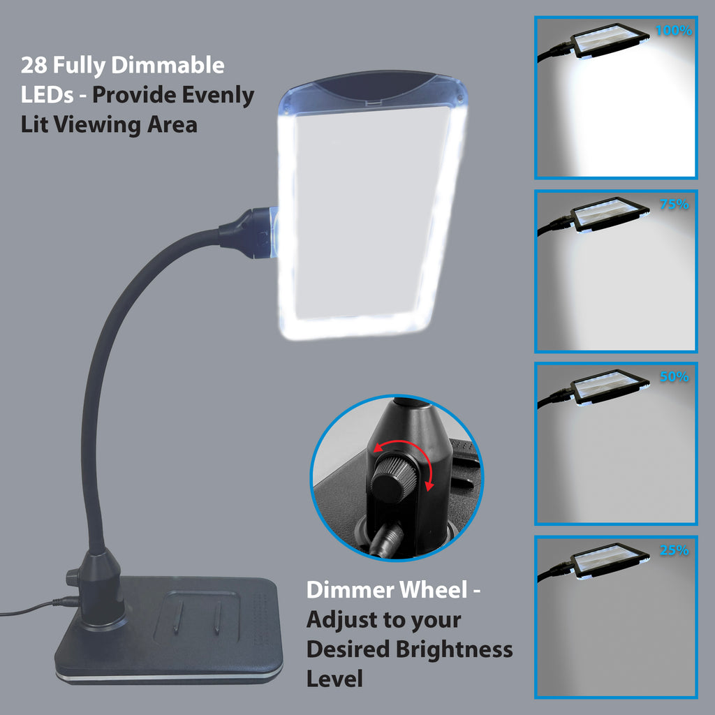 3X Magnifier Lamp with Tablet Stands & USB Charging Port for Reading ...