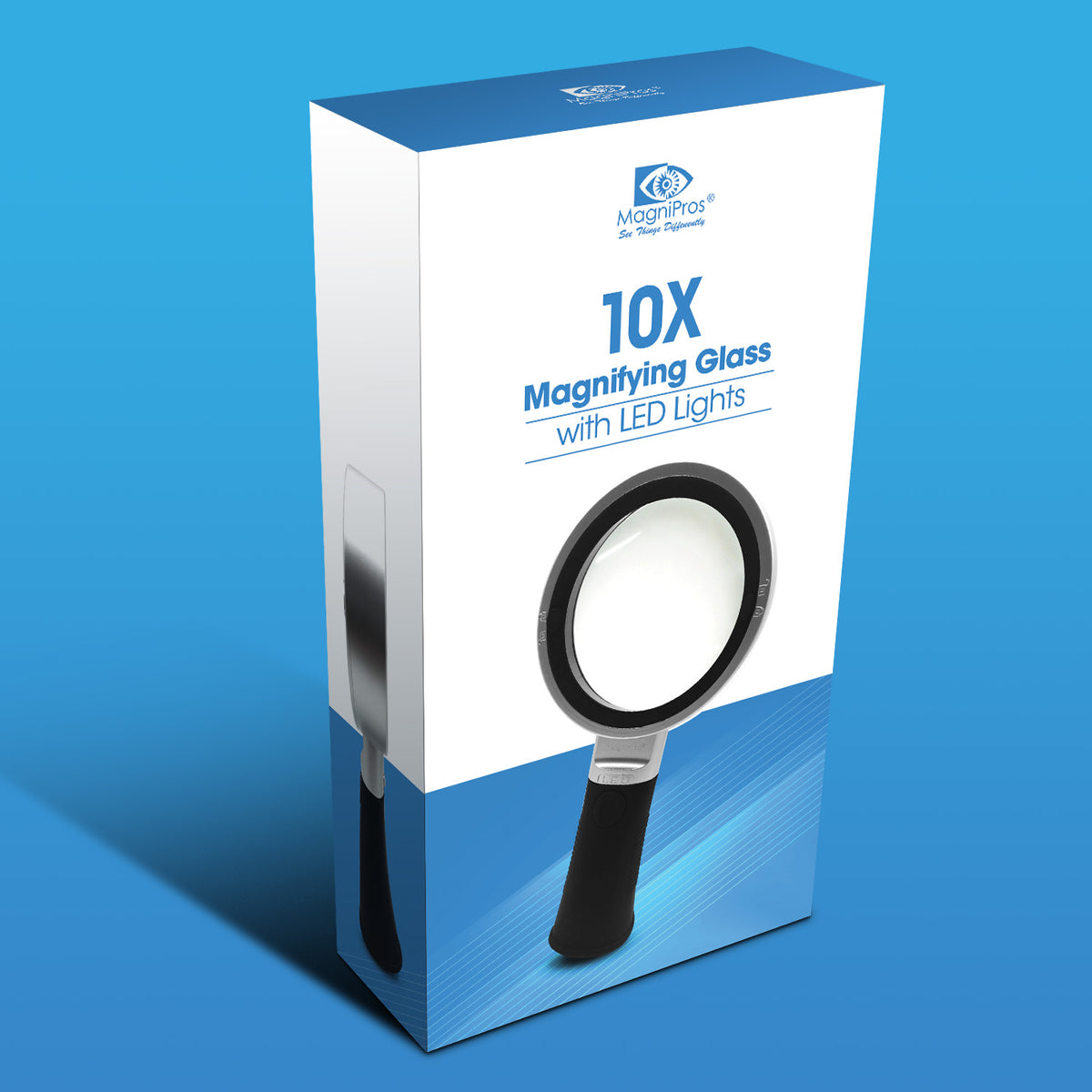 10X Magnifying Glass with Lights-Non Slip Ergonomic Standing Handle